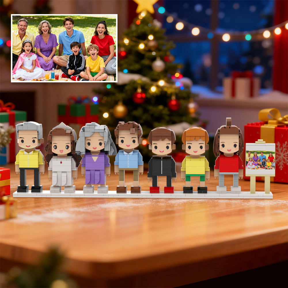 Custom Full-Body Cute Brick Figures of 7 People with Frame Personalized ...